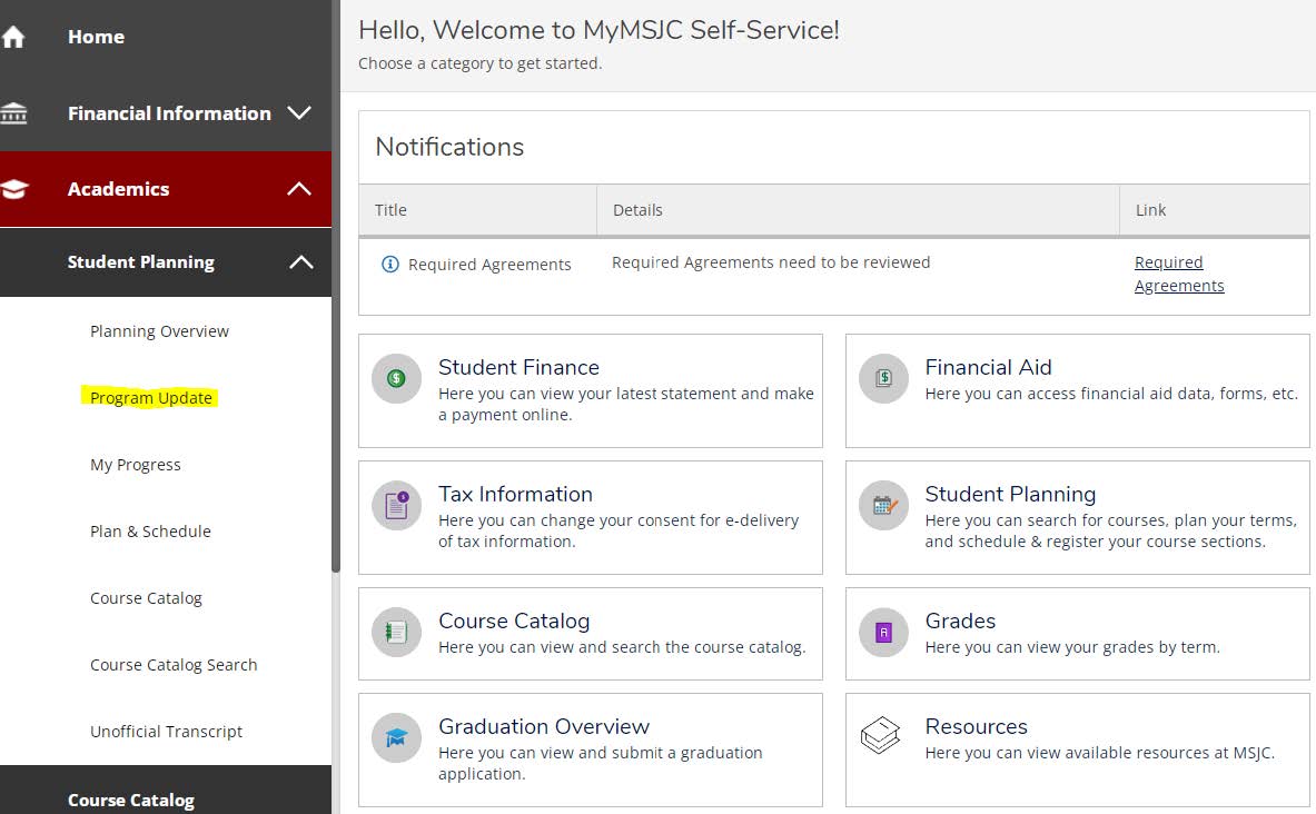 FAQ | How do I update my program of study? | Mt. San Jacinto College