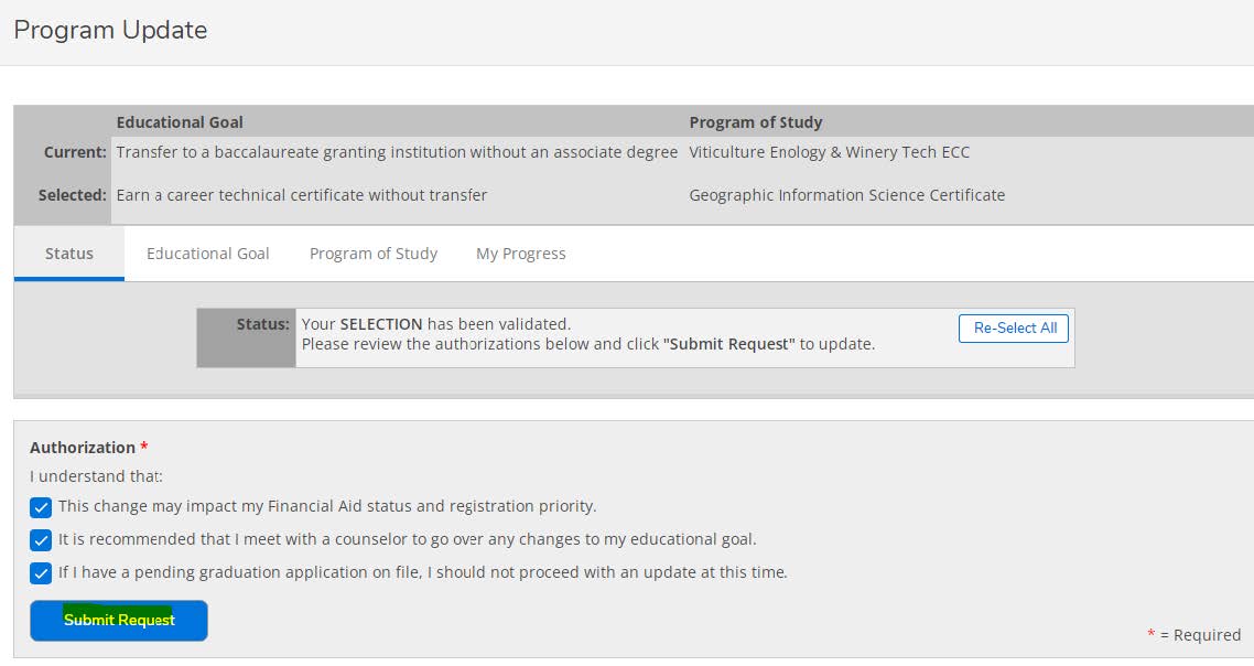 FAQ | How do I update my program of study? | Mt. San Jacinto College