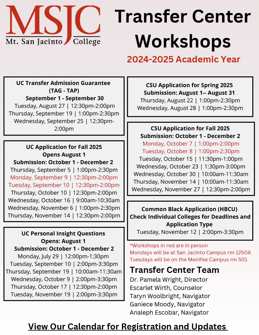 Transfer Center at MSJC | Mt. San Jacinto College